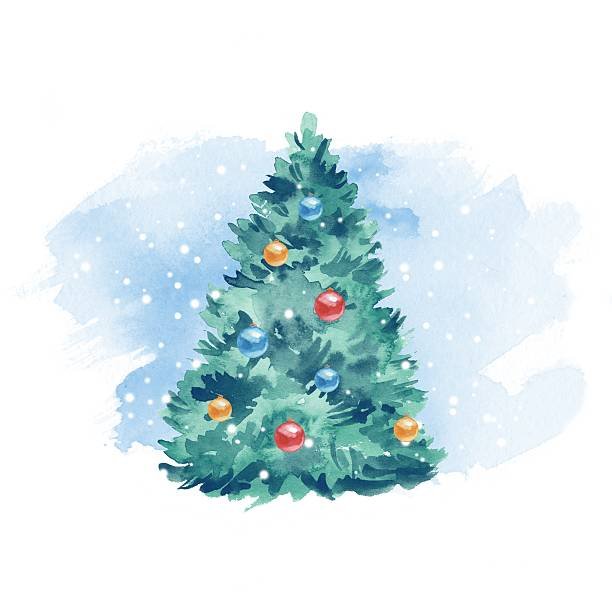 Рисунок елка новогодняя акварелью (48 фото) скачать бесплатно