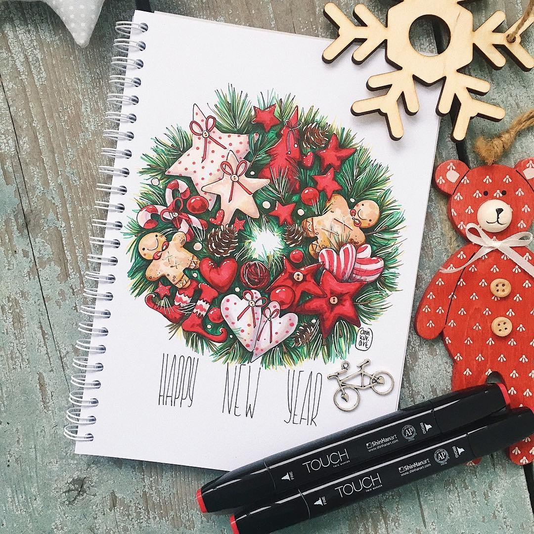 Рисунок елки маркерами для скетчинга (48 фото) скачать бесплатно